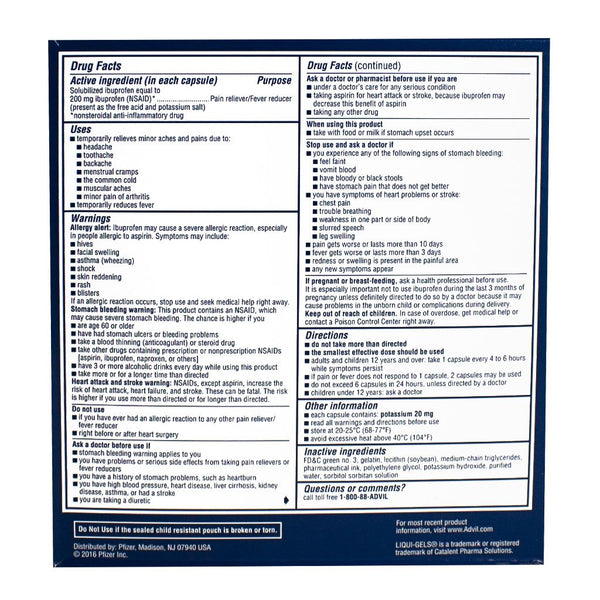 All Travel Sizes: Wholesale Travel Size Advil Ibuprofen - Box of 4: Advil